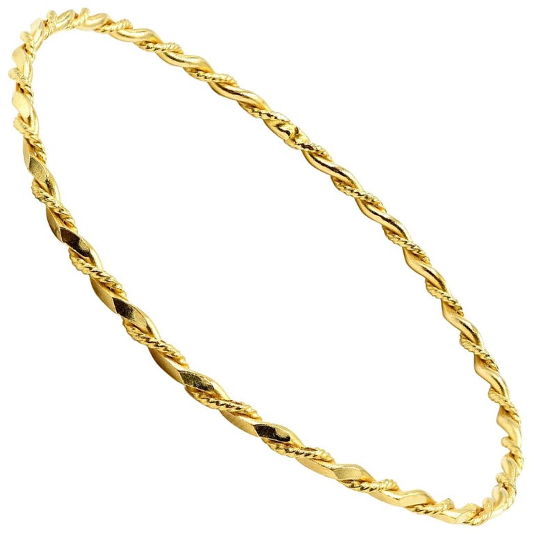 Twisted Rope Style Bangle Bracelet 22 Karat Yellow Gold at 1stDibs ...