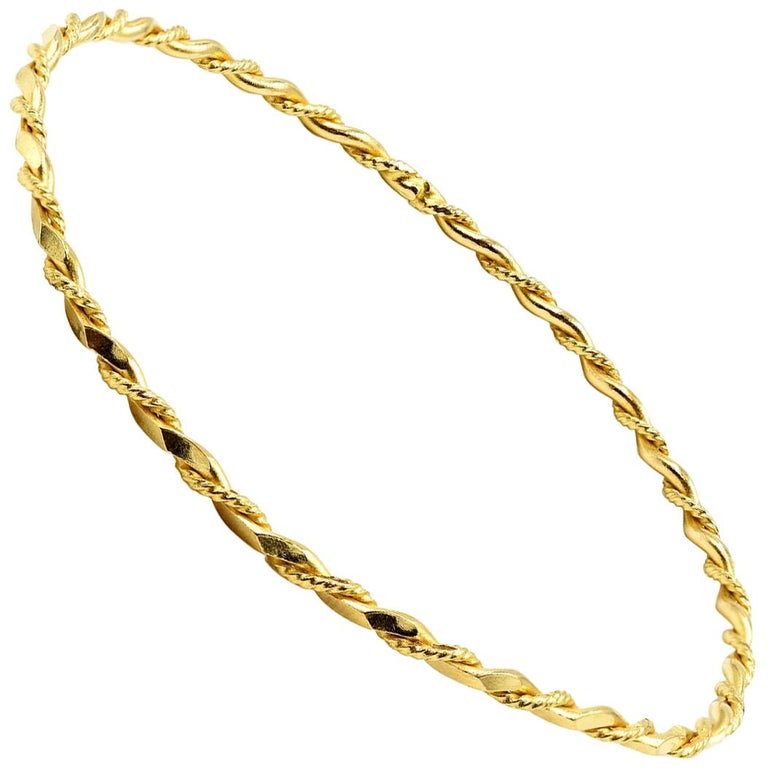 Twisted Rope Style Bangle Bracelet 22 Karat Yellow Gold at 1stDibs