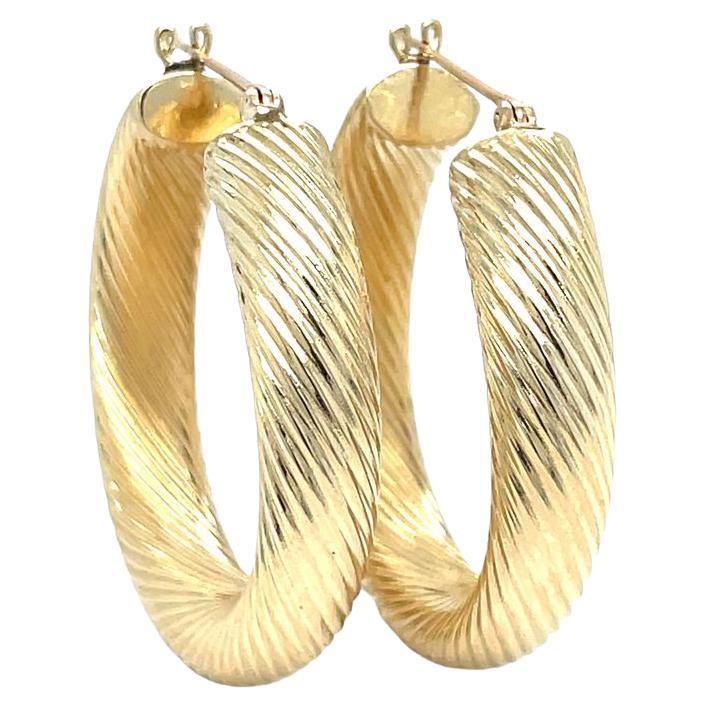 Twisted Tube Hoop Earrings 14k Yellow Gold 35mm For Sale At 1stdibs