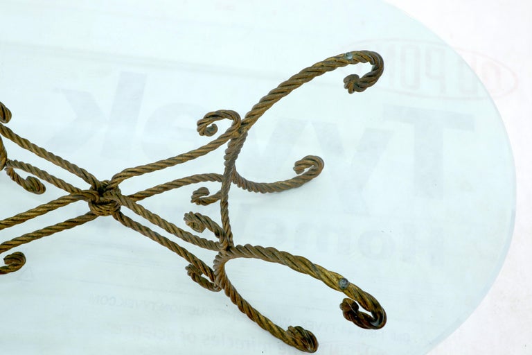 Twisted Wrought Iron Rope Gold Gilt Base Oval Racetrack Glass Top ...