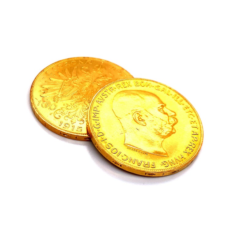 Two 100 Gold Austrian Corona from 1915 For Sale at 1stDibs