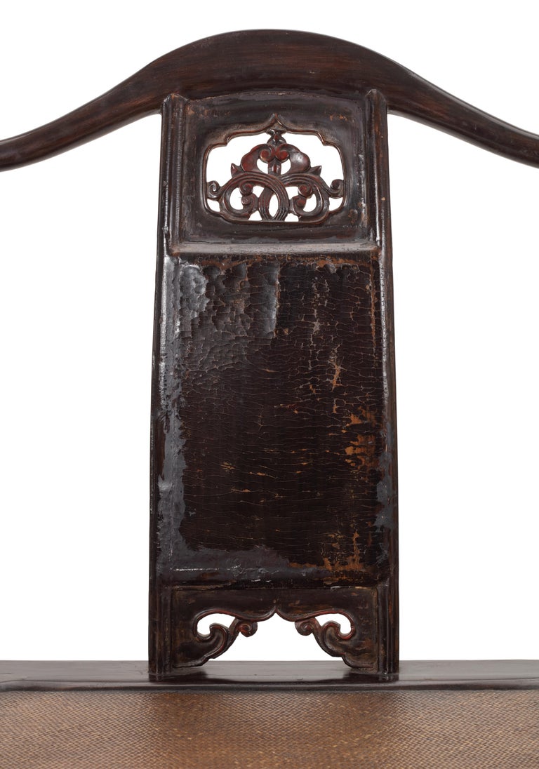 Two 18th Century Lacquered Wood Chinese Yoke-Back Chairs, Chinoiserie ...