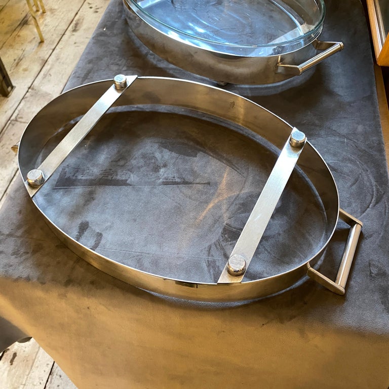 Two 1940s Giò Ponti Attributed Art Deco Silver Plated Italian Serving ...