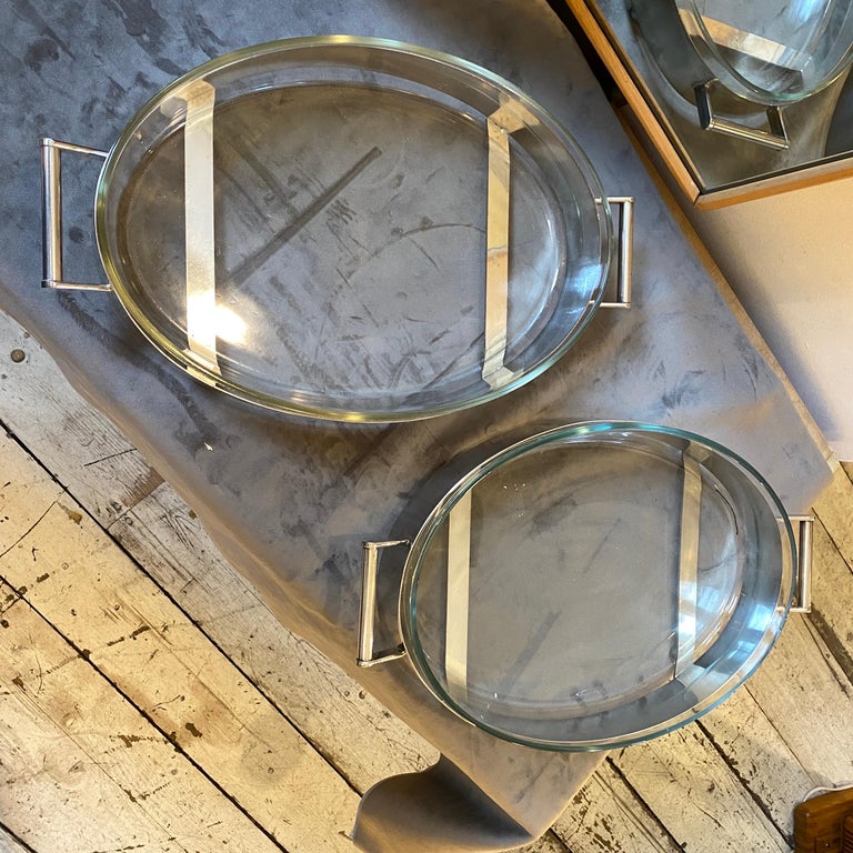 Two 1940s Giò Ponti Attributed Art Deco Silver Plated Italian Serving ...