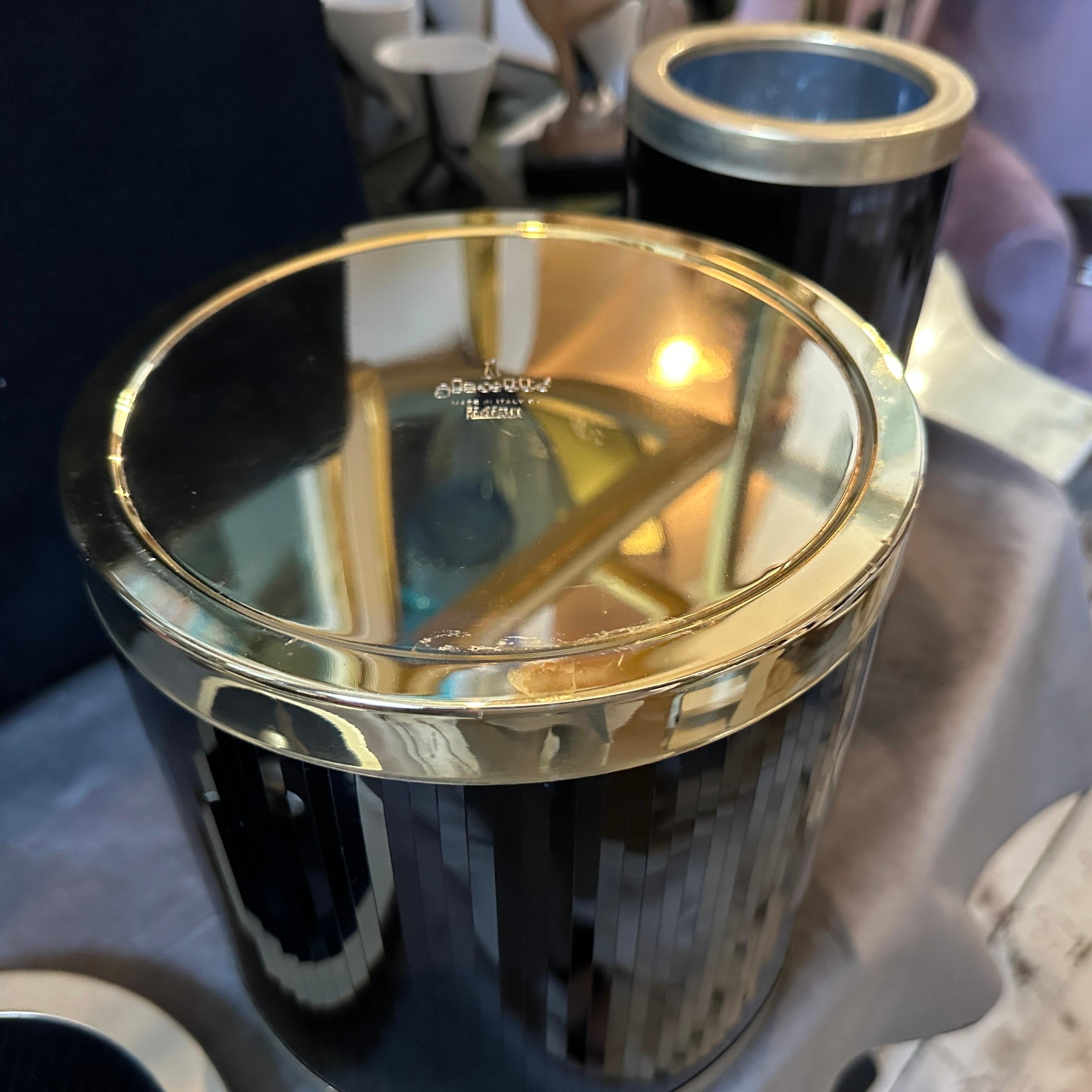 Two 1970s Mid-Century Modern Black and Gold Italian Wine Cooler and Ice ...