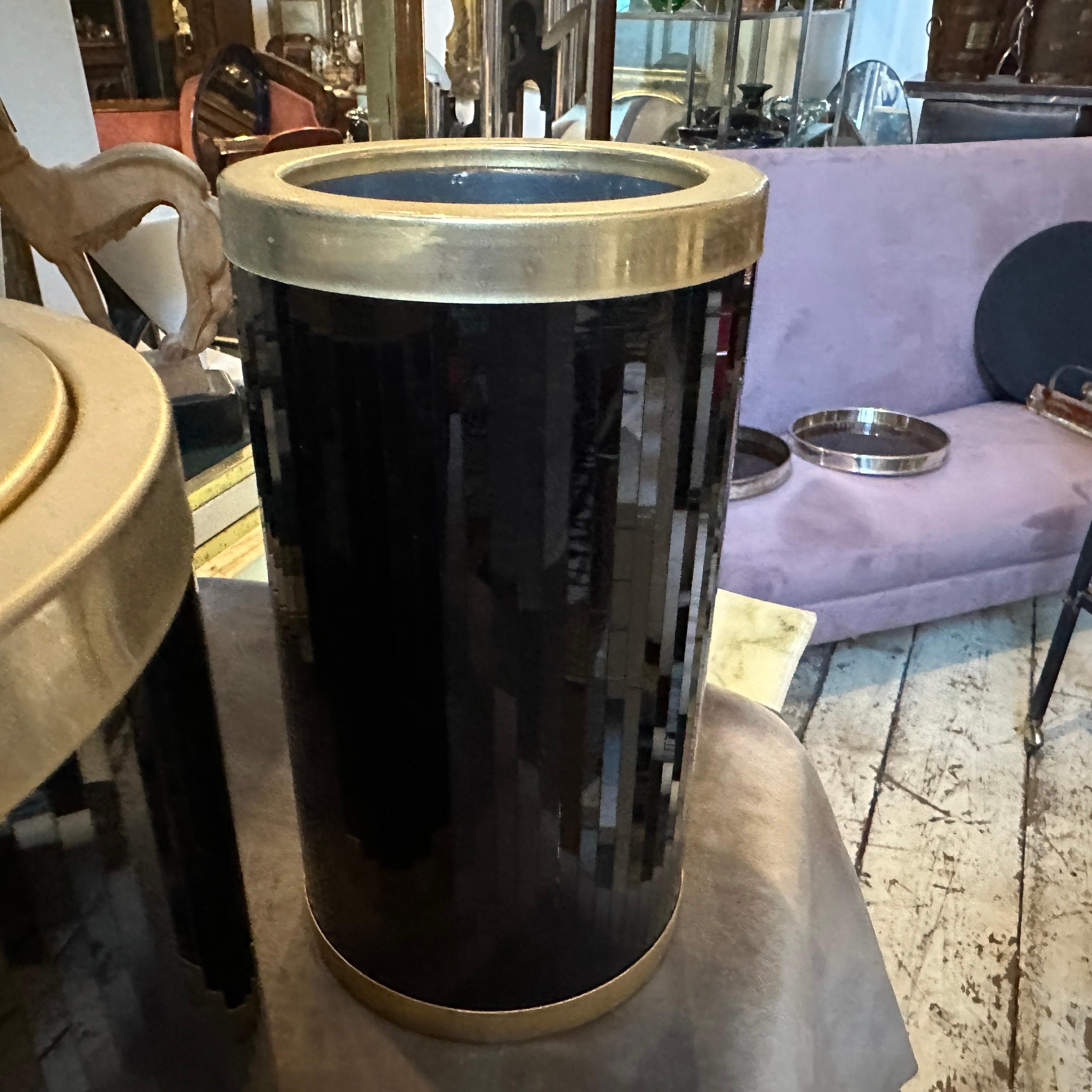 Two 1970s Mid-Century Modern Black and Gold Italian Wine Cooler and Ice ...