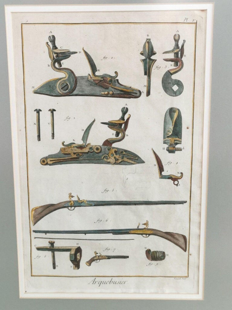 Two 19th Century Antique 'Arquebusier' Gun Rifle Decorative Lithographs ...