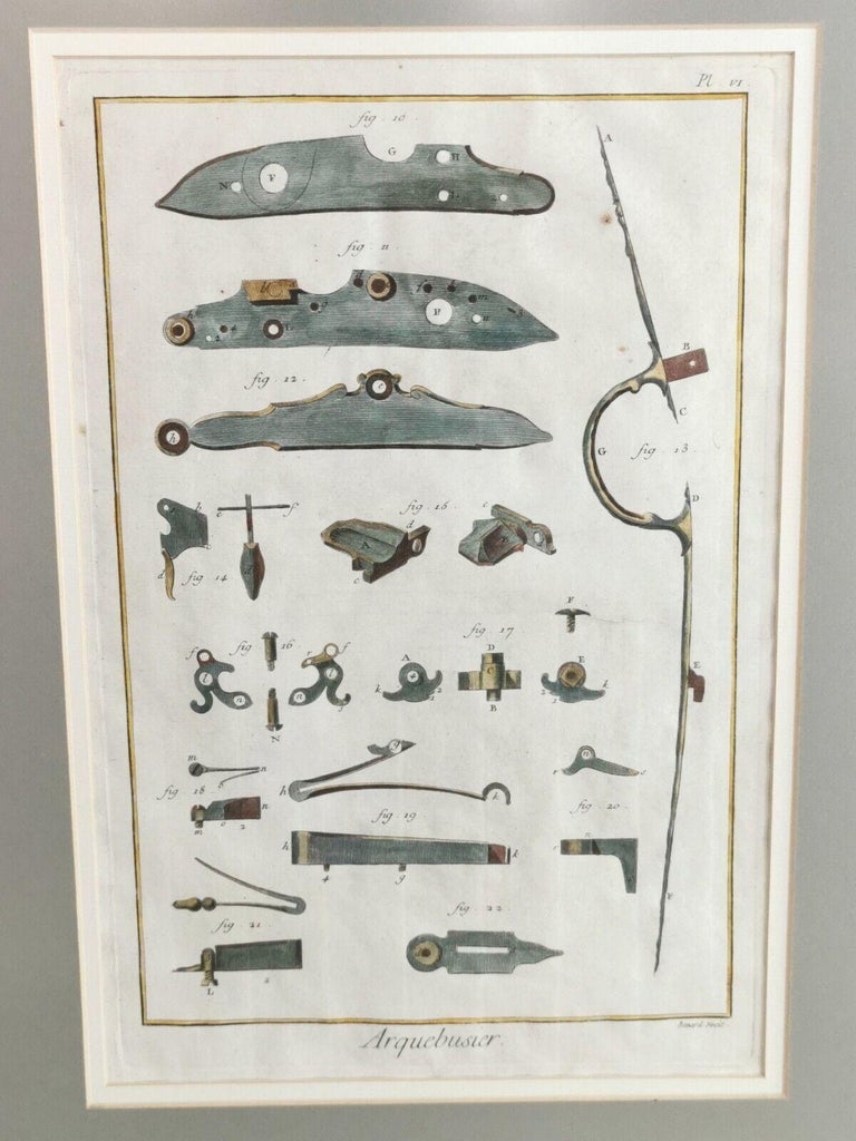 Two 19th Century Antique 'Arquebusier' Gun Rifle Decorative Lithographs ...