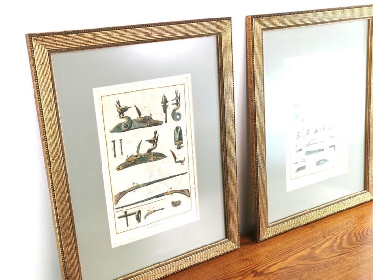 Two 19th Century Antique 'Arquebusier' Gun Rifle Decorative Lithographs ...