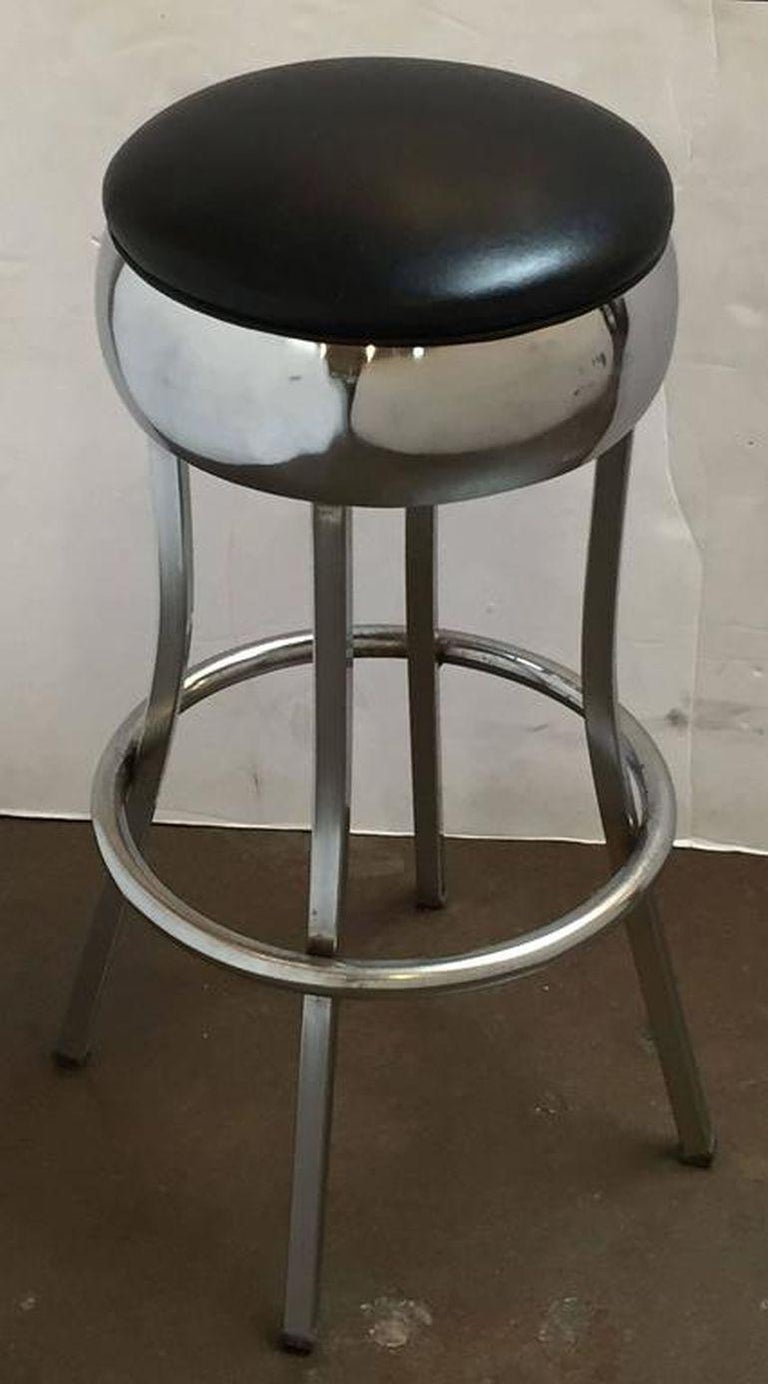 Two American Chrome Bar Stools 'Priced Individually' For Sale at 1stDibs