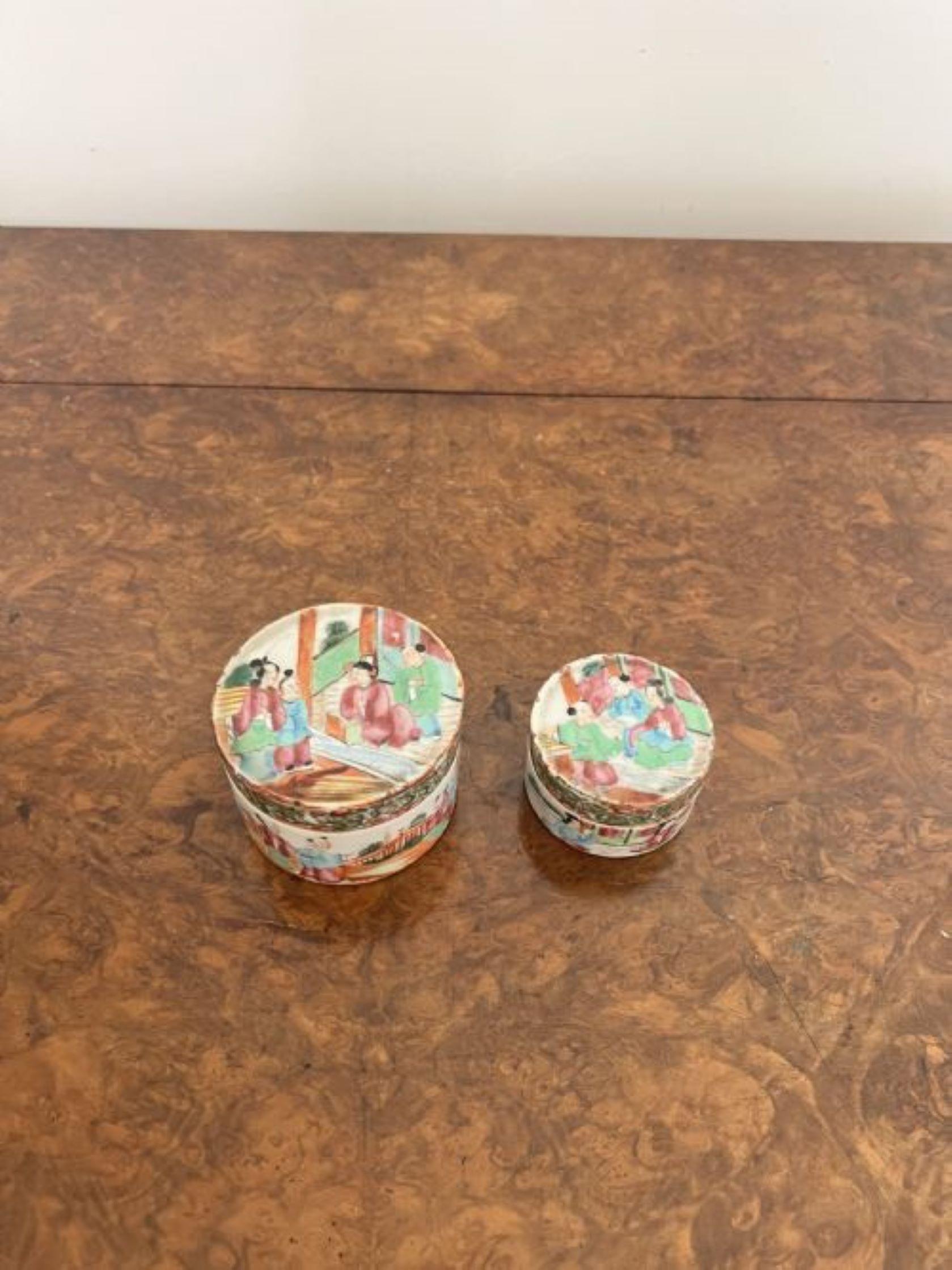 Two antique 19th century quality Chinese canton circular boxes For Sale ...