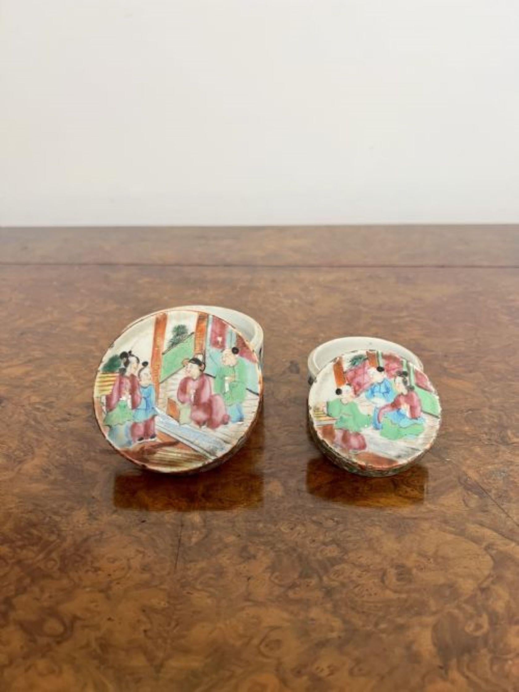 Two antique 19th century quality Chinese canton circular boxes For Sale ...