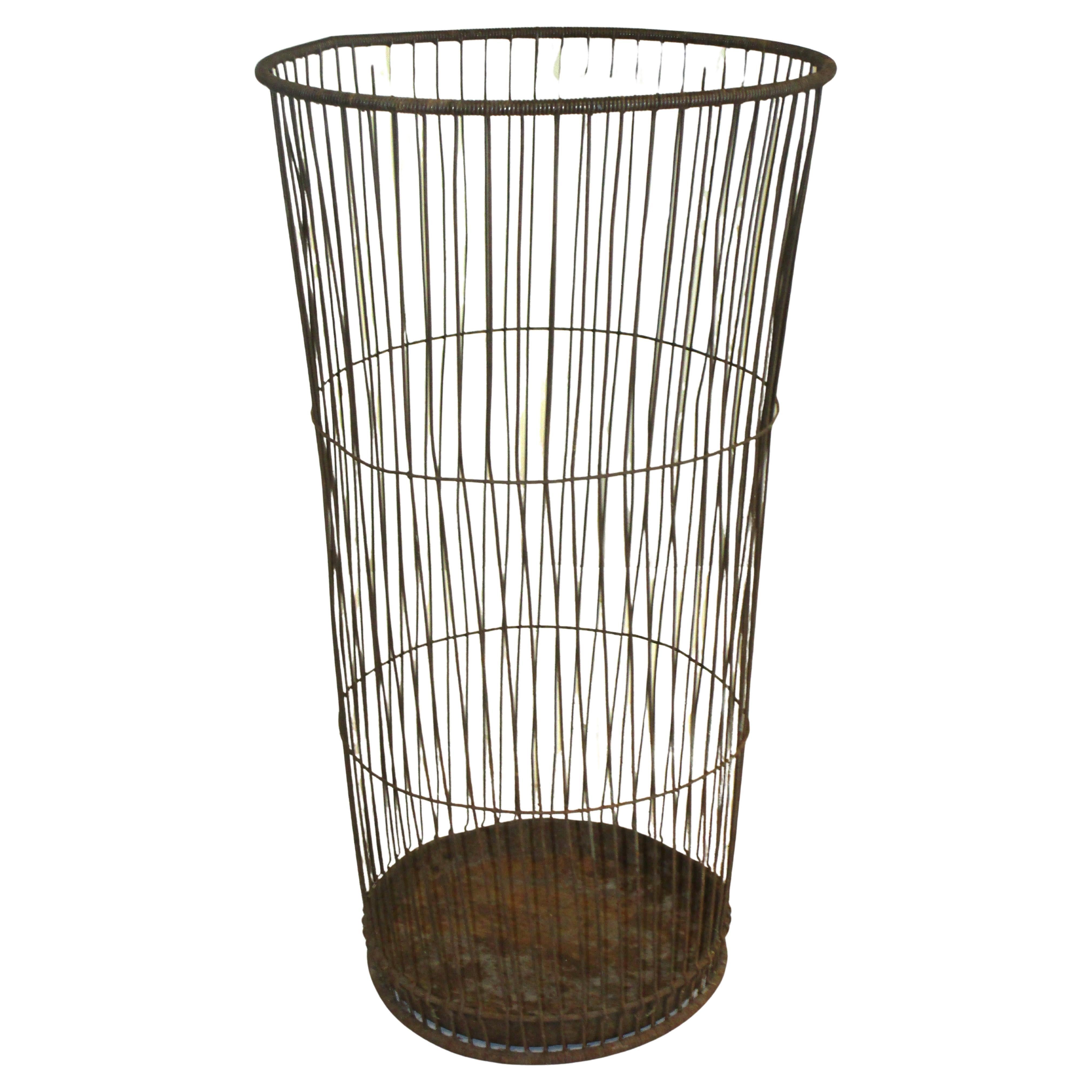 Two Antique American Industrial Tin Wire Baskets, Circa 1900 For Sale ...