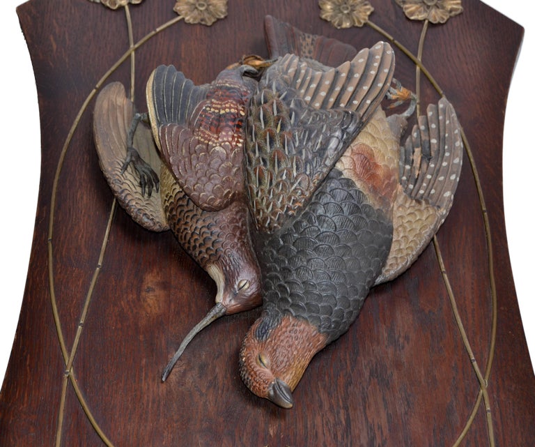 Two Antique Black Forest Terracotta Pheasant Birds Wall Plaque Fine Art ...