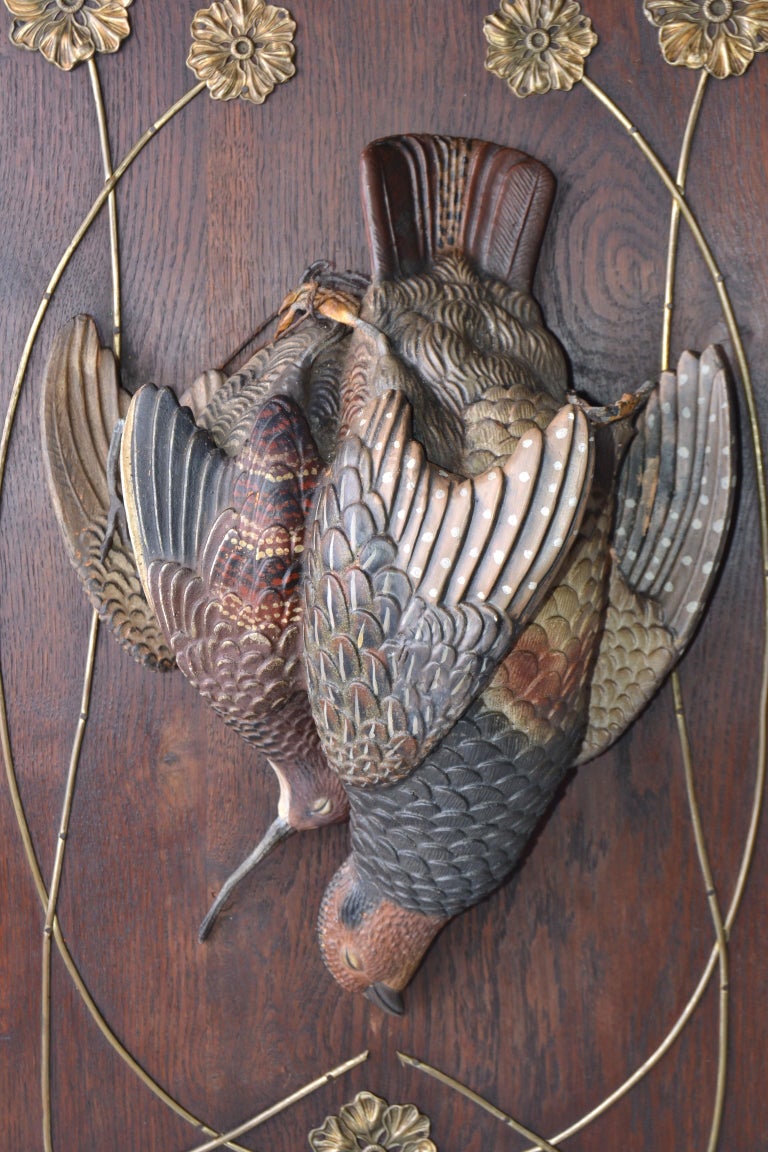 Two Antique Black Forest Terracotta Pheasant Birds Wall Plaque Fine Art ...