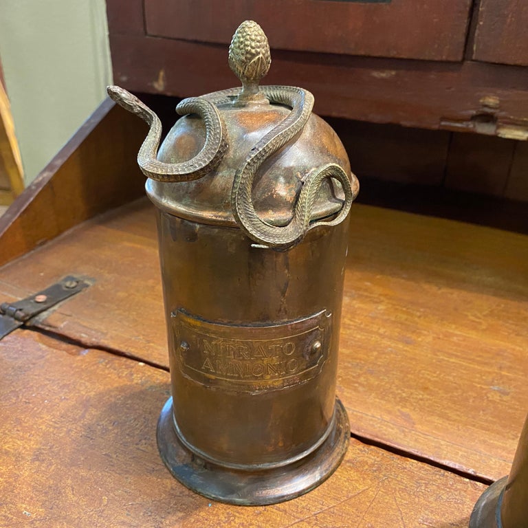 Two Antique Copper and Bronze Florentine Alchemical Laboratory Jars For ...