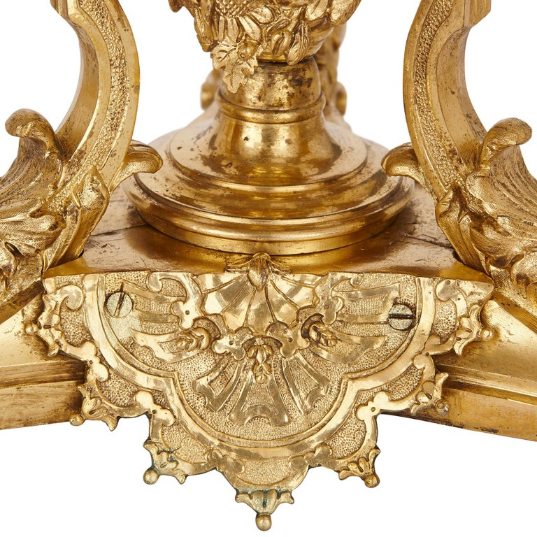 Two Antique French Gilt Bronze Four-Light Girandoles For Sale at 1stDibs