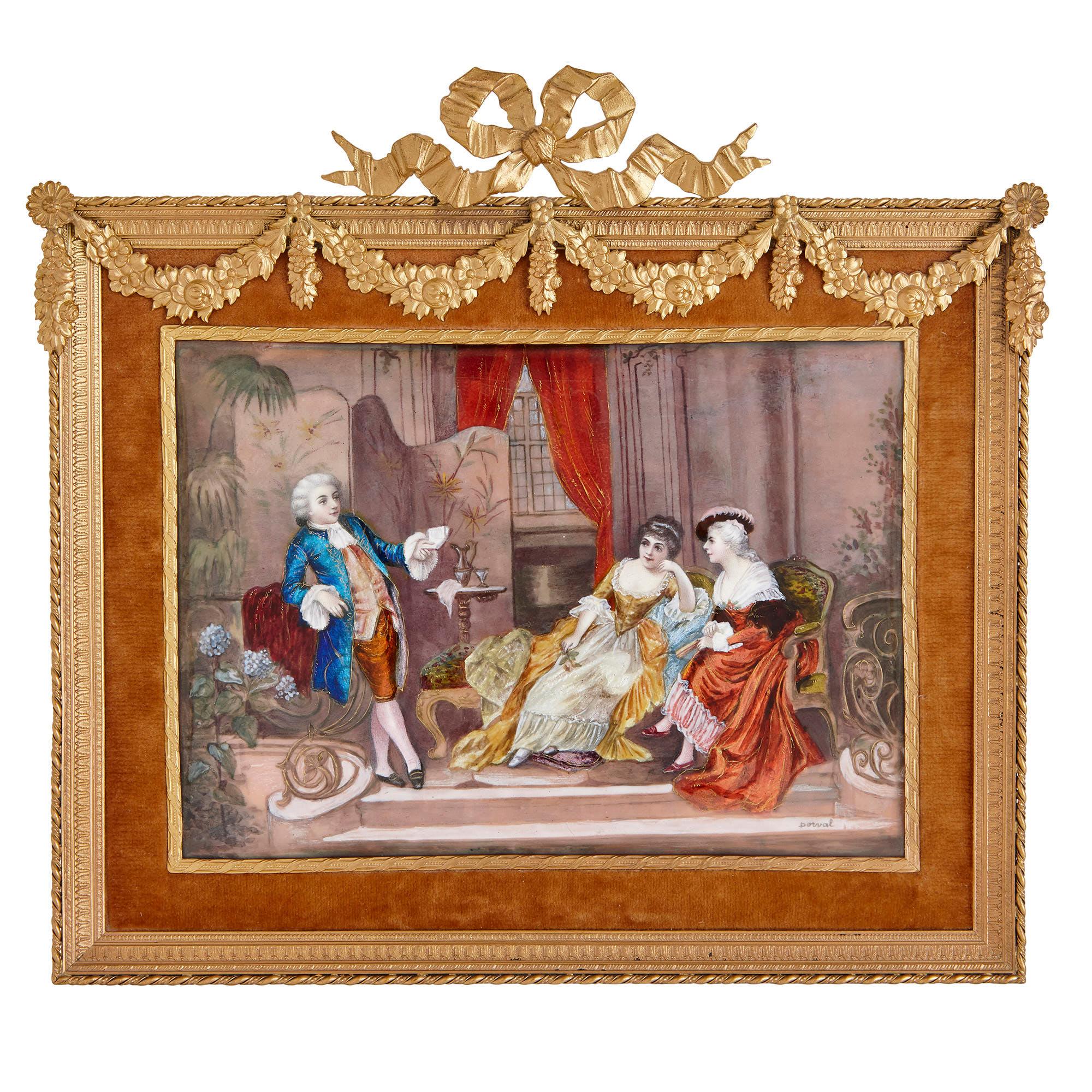 Two antique Limoges enamel paintings in gilt metal frames For Sale at ...