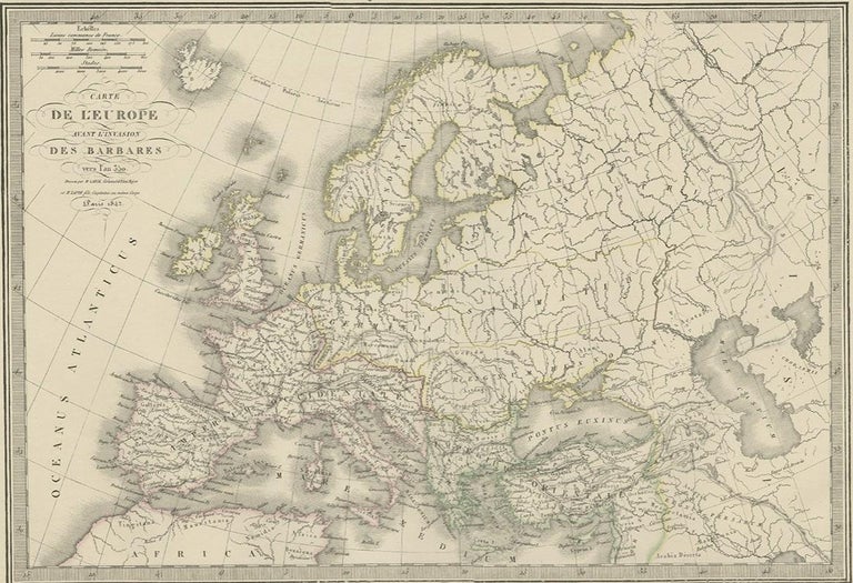 Two Antique Maps of Europe on One Sheet in Different Time Periods, 1842 ...