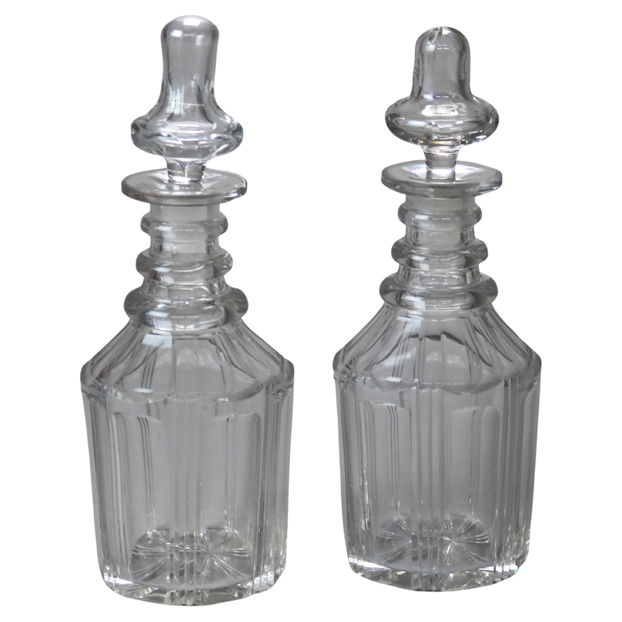 Two Antique Pressed Glass Decanters and Stoppers C1900 For Sale at 1stDibs
