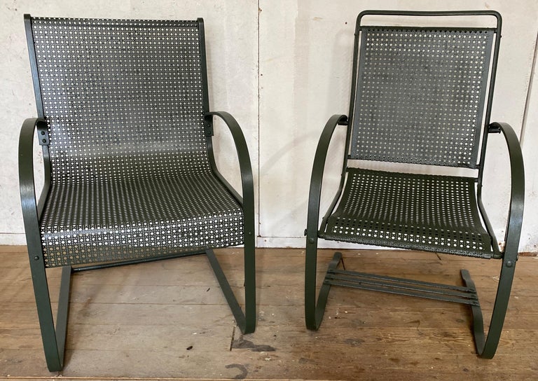 Two Antique Spring Steel Garden Arm Chairs For Sale at 1stDibs ...