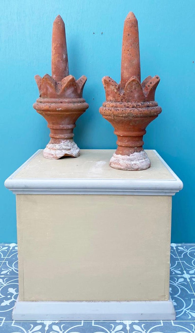 Two Antique Terracotta Finials or Obelisks For Sale at 1stDibs