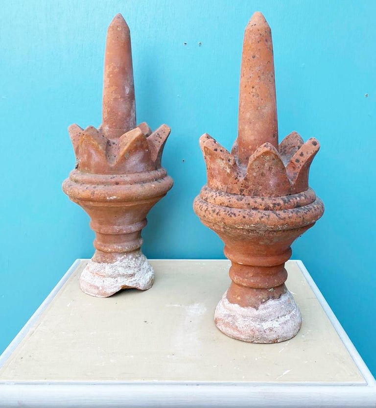 Two Antique Terracotta Finials or Obelisks For Sale at 1stDibs