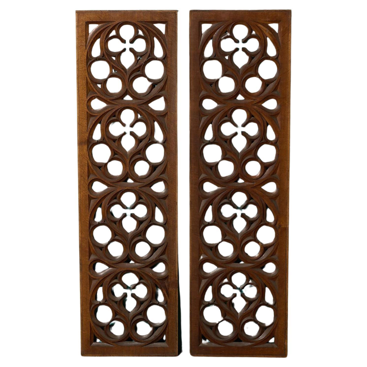 Two Antique Victorian Carved Oak Panels For Sale at 1stDibs