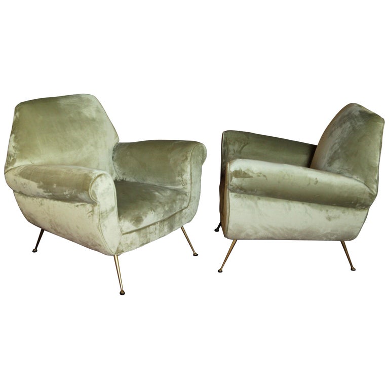 Two Armchairs Gigi Radice for Minotti Fully Restored High Pile Cotton ...