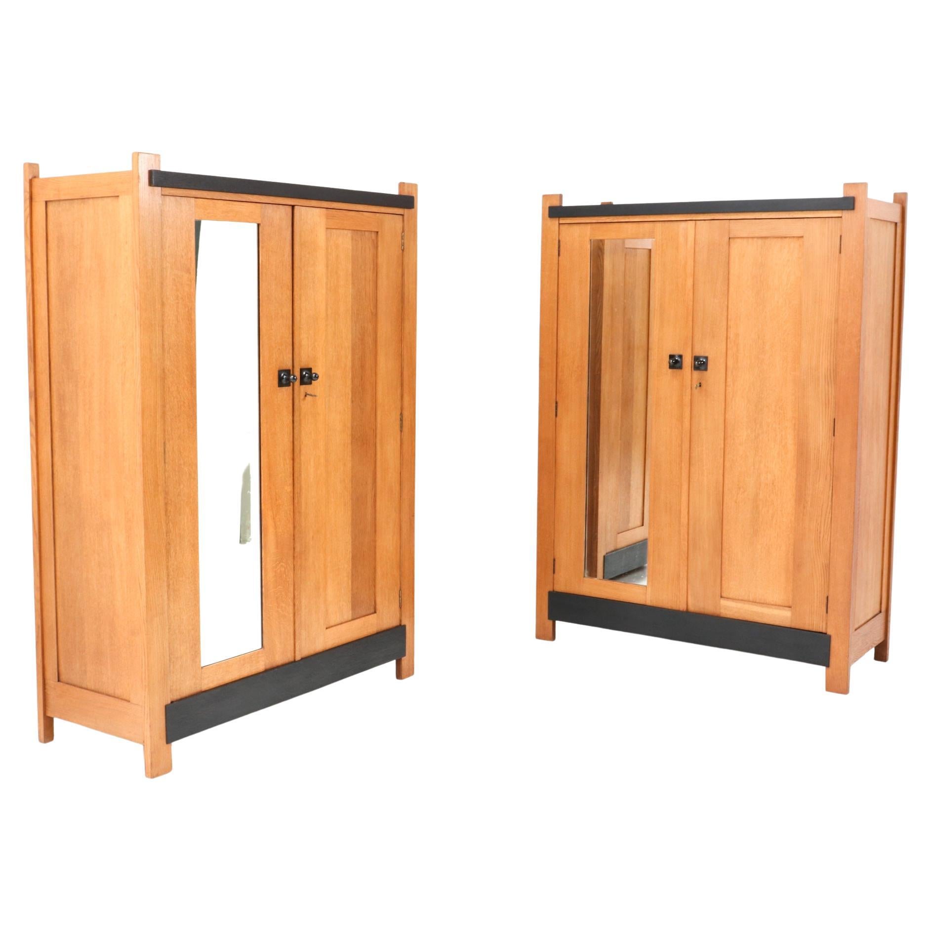 Oak Art Deco Haagse School Armoire or Wardrobe, 1920s at 1stDibs