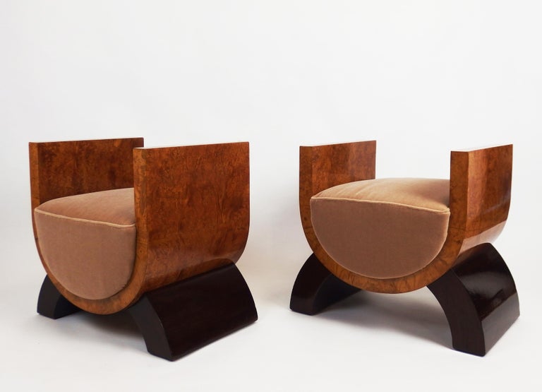 Two Art Deco Stools in the Style of Gabriel Englinger For Sale at 1stDibs