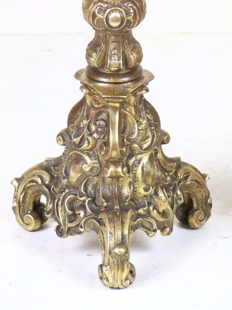 Two Baroque Gilded Brass Candlestick For Sale at 1stDibs