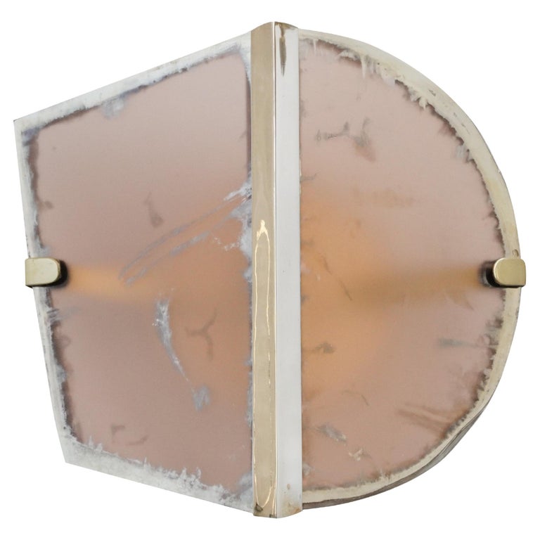 “Two Be” Contemporary Wall Sconce, Art Silvered Rose Glass, Cast Melted ...
