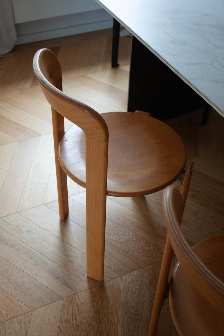 Two Bruno Rey Chairs in Beech Wood circa 1970 by Dietiker with Original ...