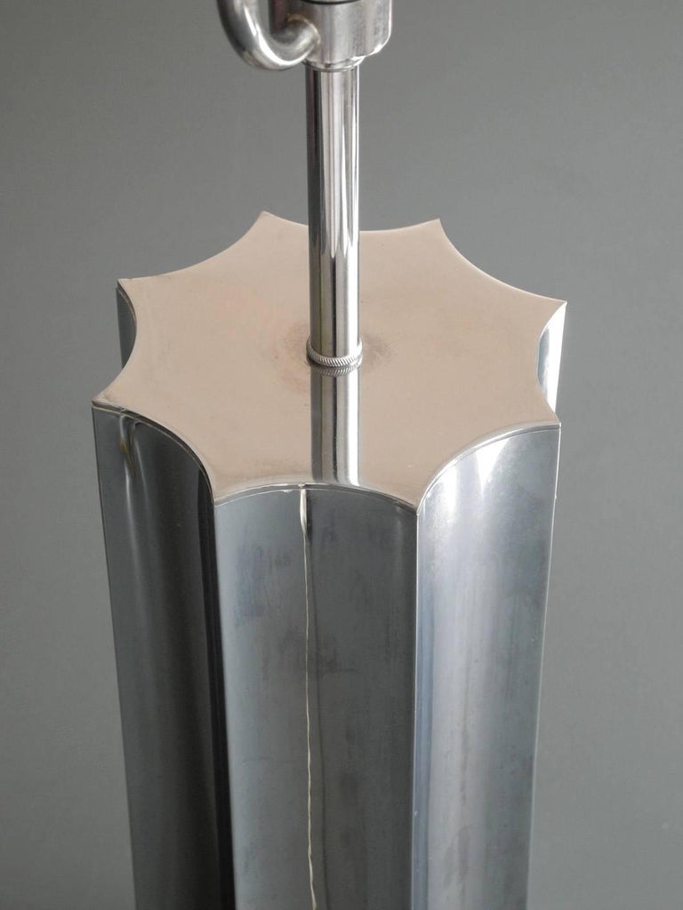 Two Big 1960s Chrome Metal Table Lamp Bases Feet For Sale at 1stDibs