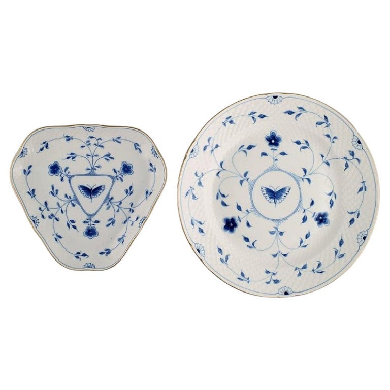 Two Bing and Grøndahl Butterfly dishes in hand-painted porcelain with ...