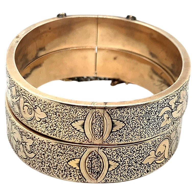 Two Black Enamel Bangles For Sale at 1stDibs