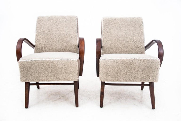 Two Boucle Art Deco Armchairs, Czechoslovakia, 1930s For Sale at 1stDibs