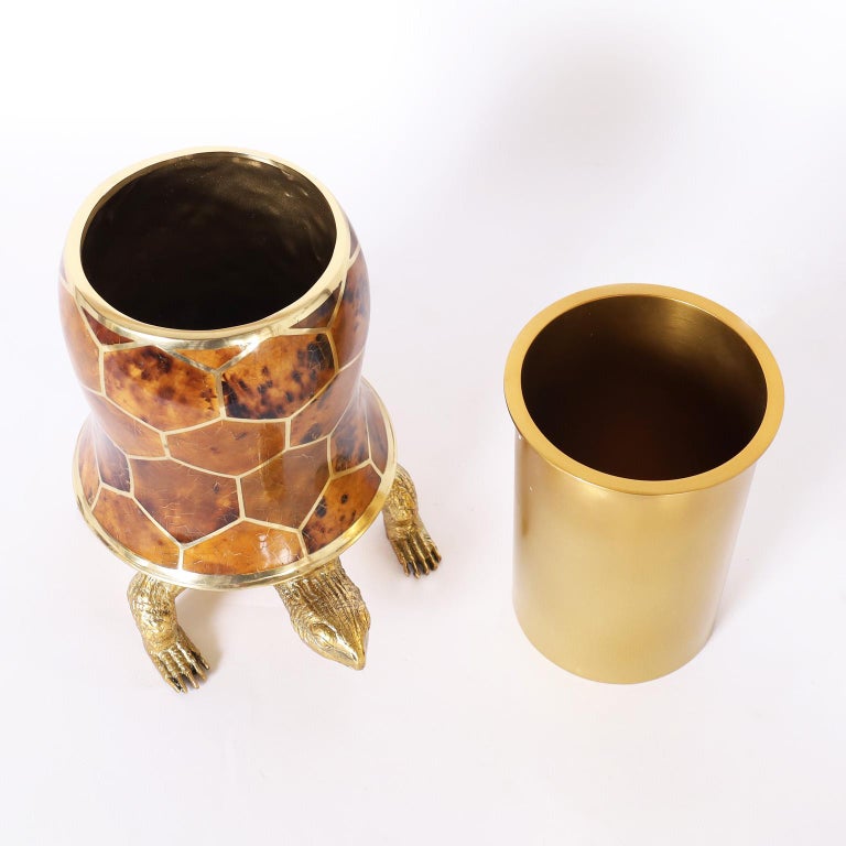 Two Bronze and Tortoise Shell Wine Coolers by Maitland-Smith, Priced ...