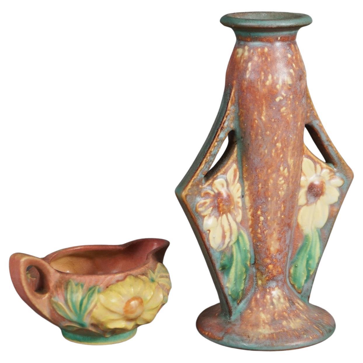 Antique Roseville Corinthian Pattern Jardiniere Planter and Rare Low ...