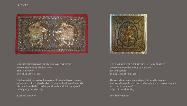 Two Burmese Embroidered Kalaga Tapestries, Mid-20th Century at 1stDibs