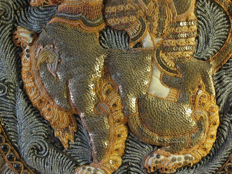 Two Burmese Embroidered Kalaga Tapestries, Mid-20th Century at 1stDibs