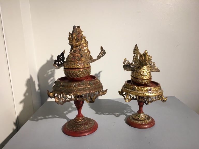 Two Burmese Hintha Bird Form Offering Boxes, Mandalay Period, Late 19th ...