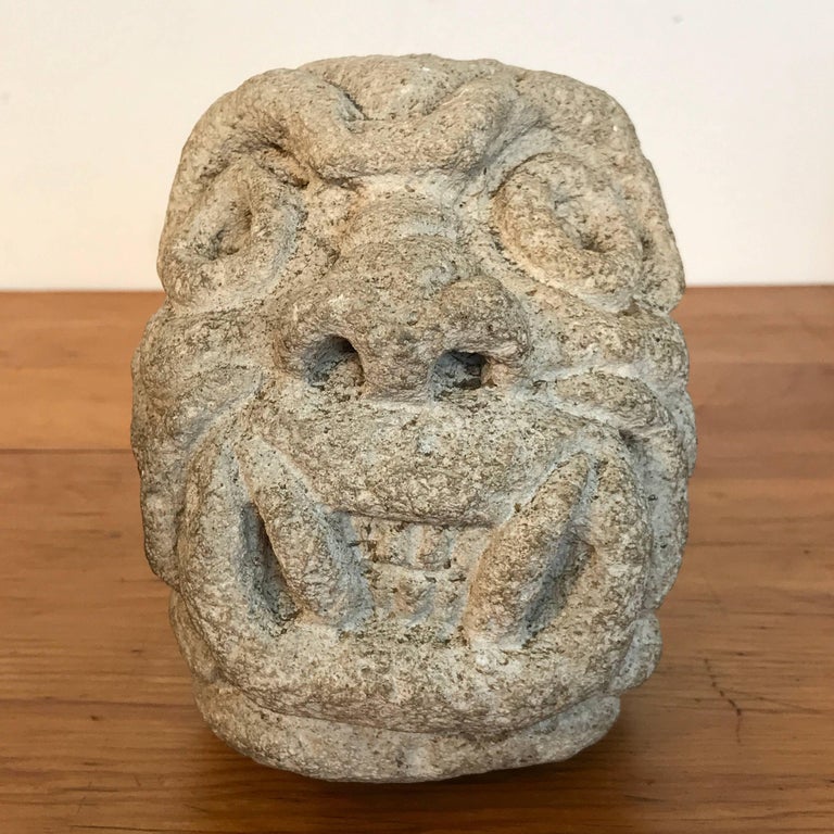 Two Carved Mayan Deity Limestone Architectural Carvings or Elements For ...