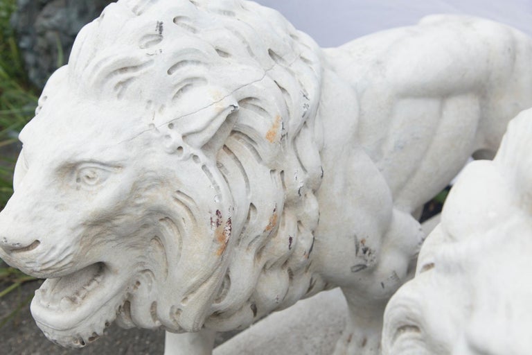 Two Cast Cement or Concrete Walking Lions For Sale at 1stDibs | cement ...
