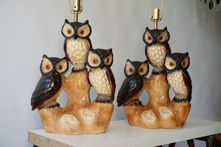 Two Owl Table lamps For Sale at 1stDibs | vintage owl lamps