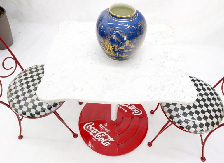 Two Chairs Cast Iron Marble-Top Table Coca-Cola Dinette Ice Cream Set ...