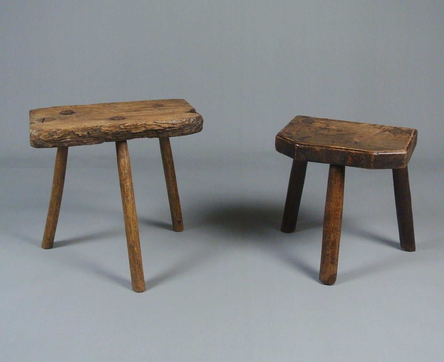 Two Charming 18th Century Primitive Country Stools at 1stDibs