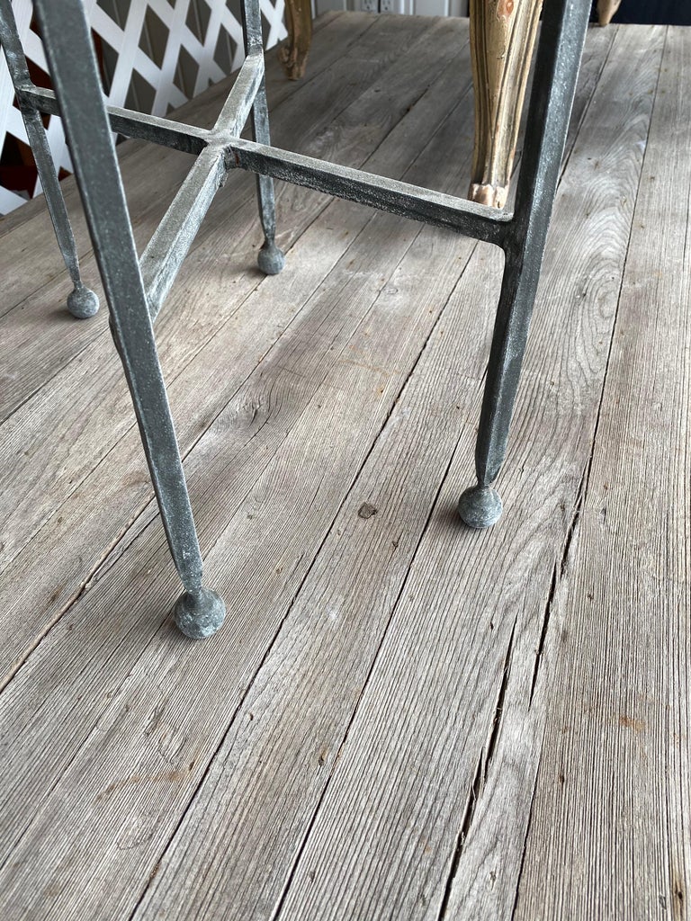 Two Charming Iron and Antiqued Mirror Hollywood Regency Drinks Table ...