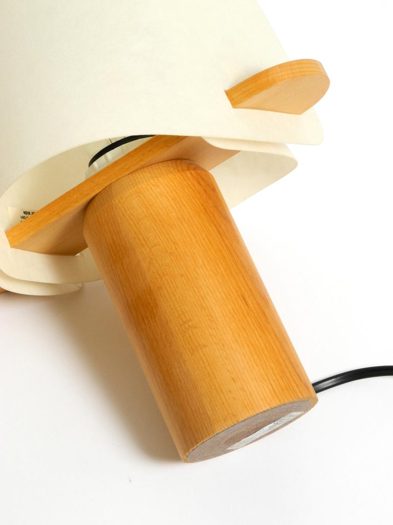 Two Charming Minimalistic Oak Table Lamps with Lunopal Shades by Domus ...